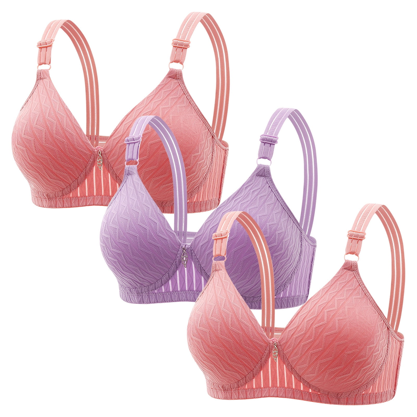 Lisbinx Womens Plus Size Bras 3PC Woman's Embroidered Glossy ...