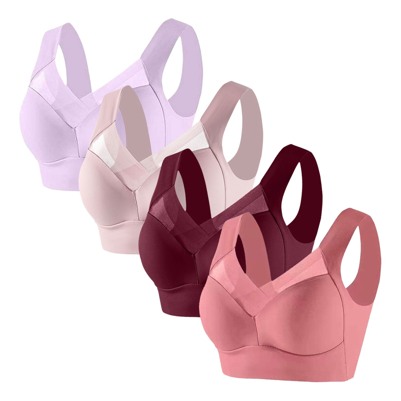 Lisbinx Bras for Women Full Coverage 4pc Women's Strapless Lace ...