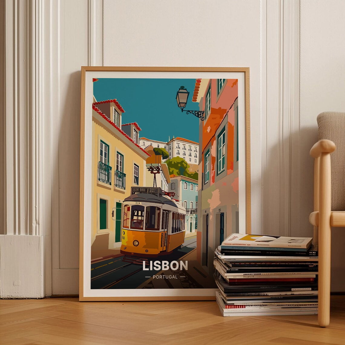 Lisbon Cityscape Travel Poster, Portugal Inspired Wall Decor For Home ...