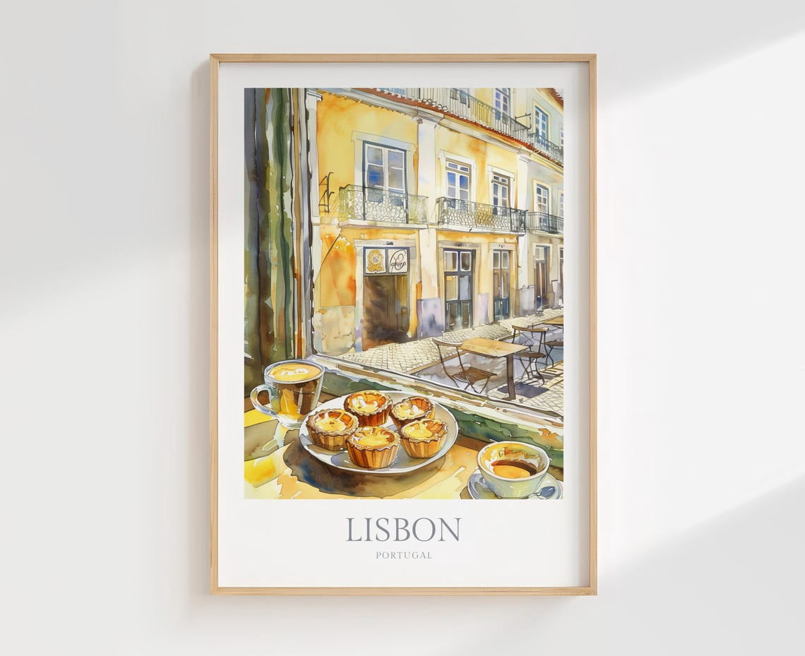 Lisbon Portugal Wall Art Poster Pasteis De Nata Poster, Stretched Size ...
