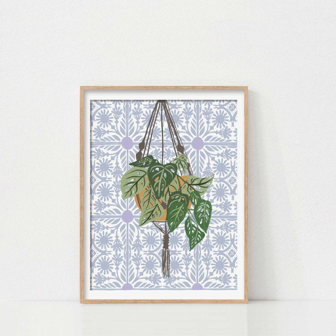 Lisbon Tiles Poster Botanical Plant Art Portuguese Wall Bathroom Decor ...