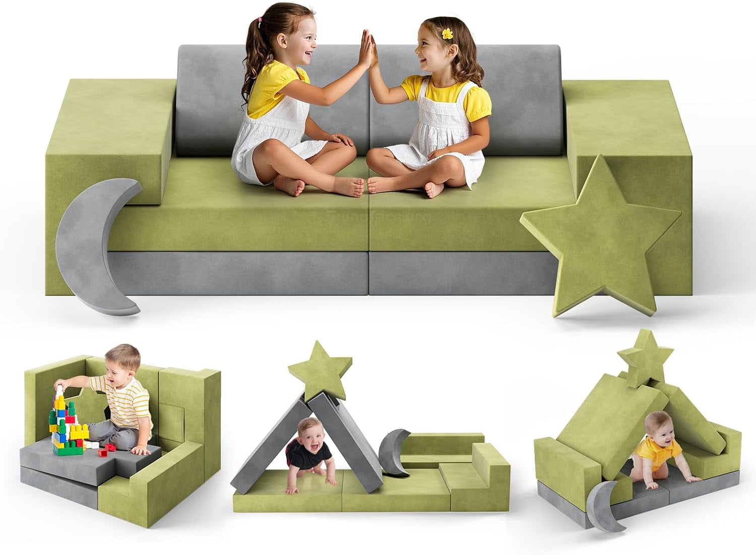 Lischwert Kids Couch, Modular Kids Play Couch, Child Sofa for Girls ...