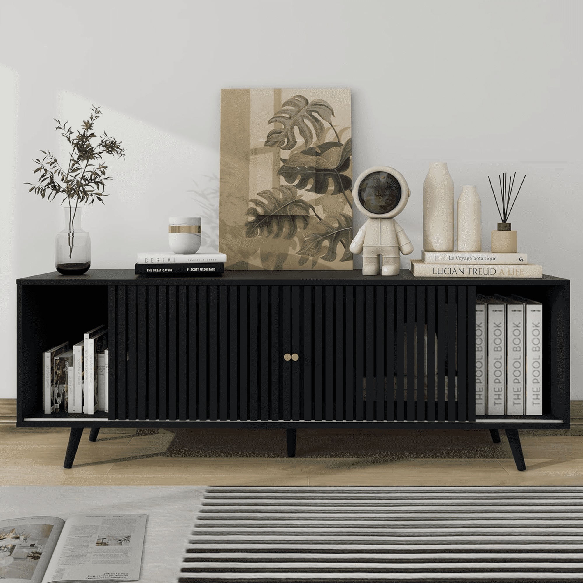 Lisicue Mid-Century Modern TV Stand for TVs up to 70 Inches with ...
