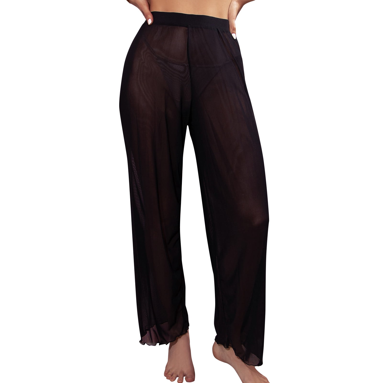 Lisingtool Swim Pants For Women Women Mesh Ruffle Trim Cover Up Pants ...