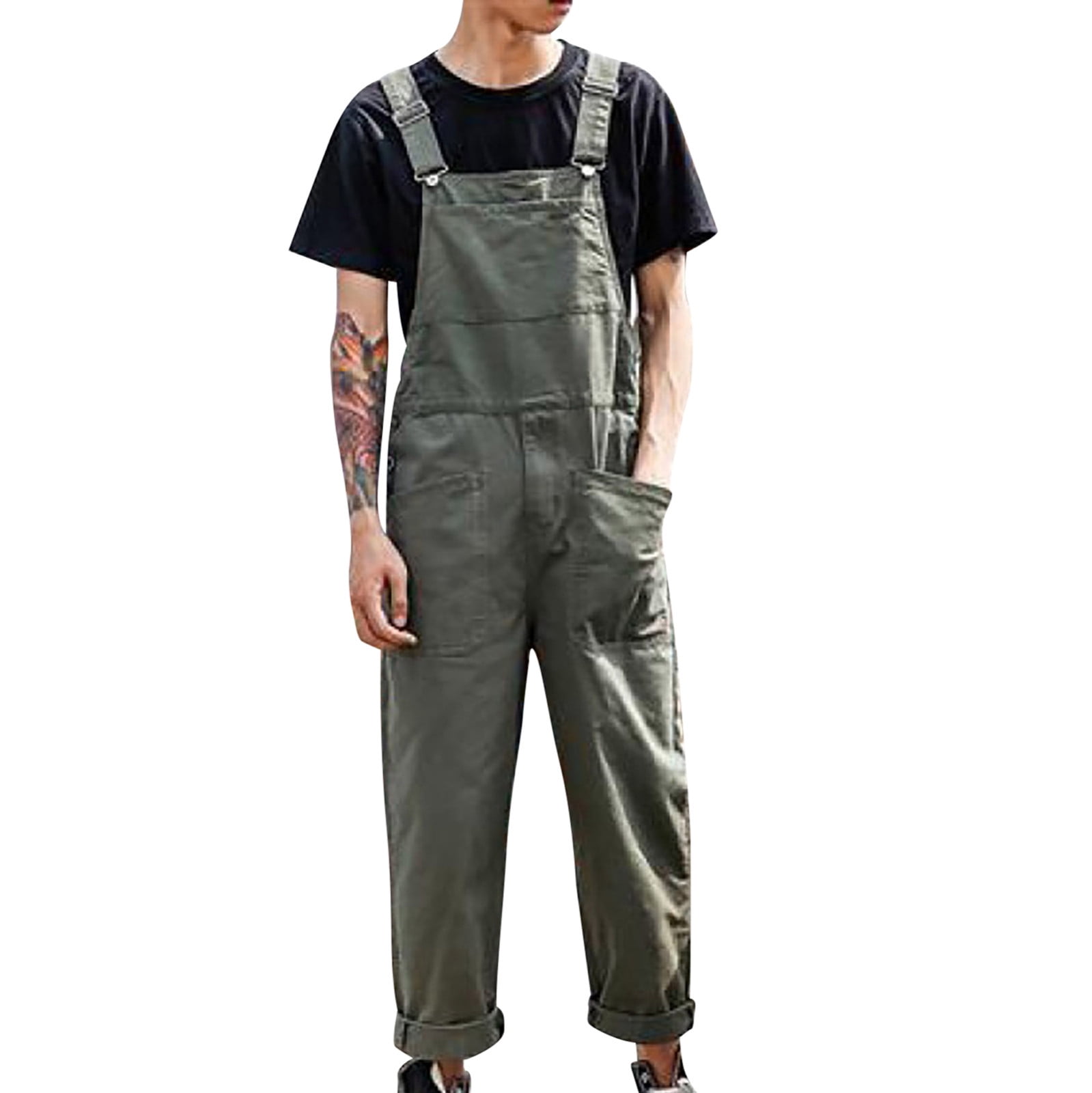 Lisingtool Wide Leg Sweatpants Men's Bib Overalls Fashion Relaxed Fit ...