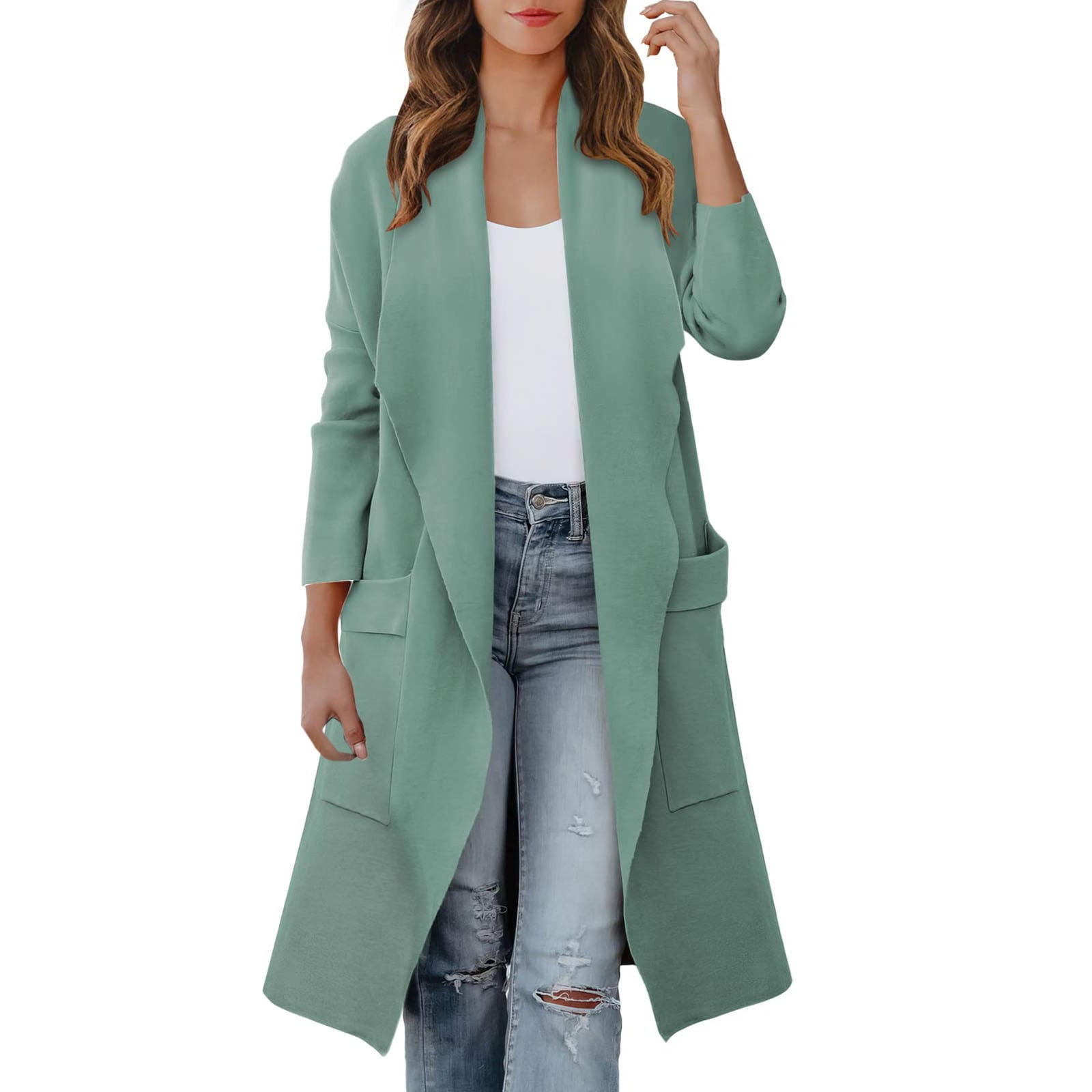 Lisingtool Winter Coats for Women's Casual Long Sleeve Draped Open ...