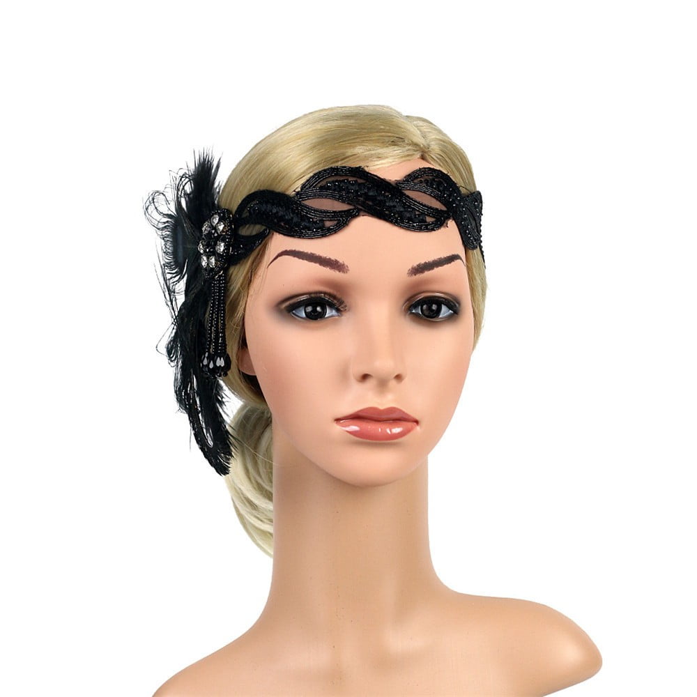 Lisingtool headbands for women 1920s headpiece feather flapper headband ...