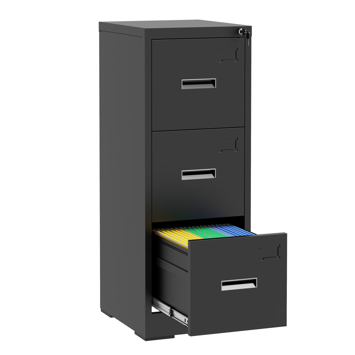 Lisonu 3-Drawer Locking File Cabinet, Heavy-Duty Metal Vertical Filing ...