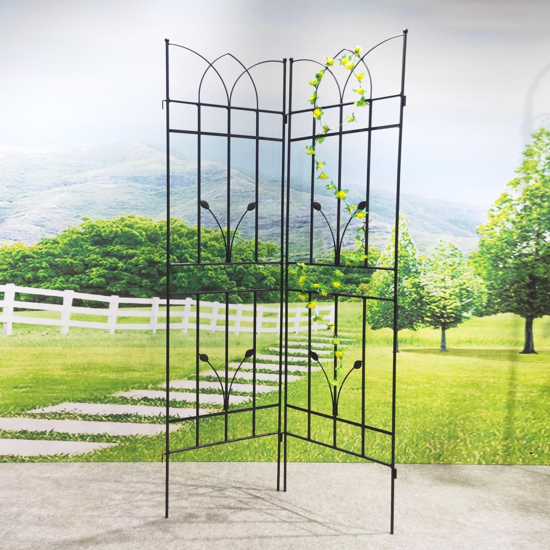 Lisonu 4 Pack Metal Garden Trellis Panels, Connectable Trellis for ...