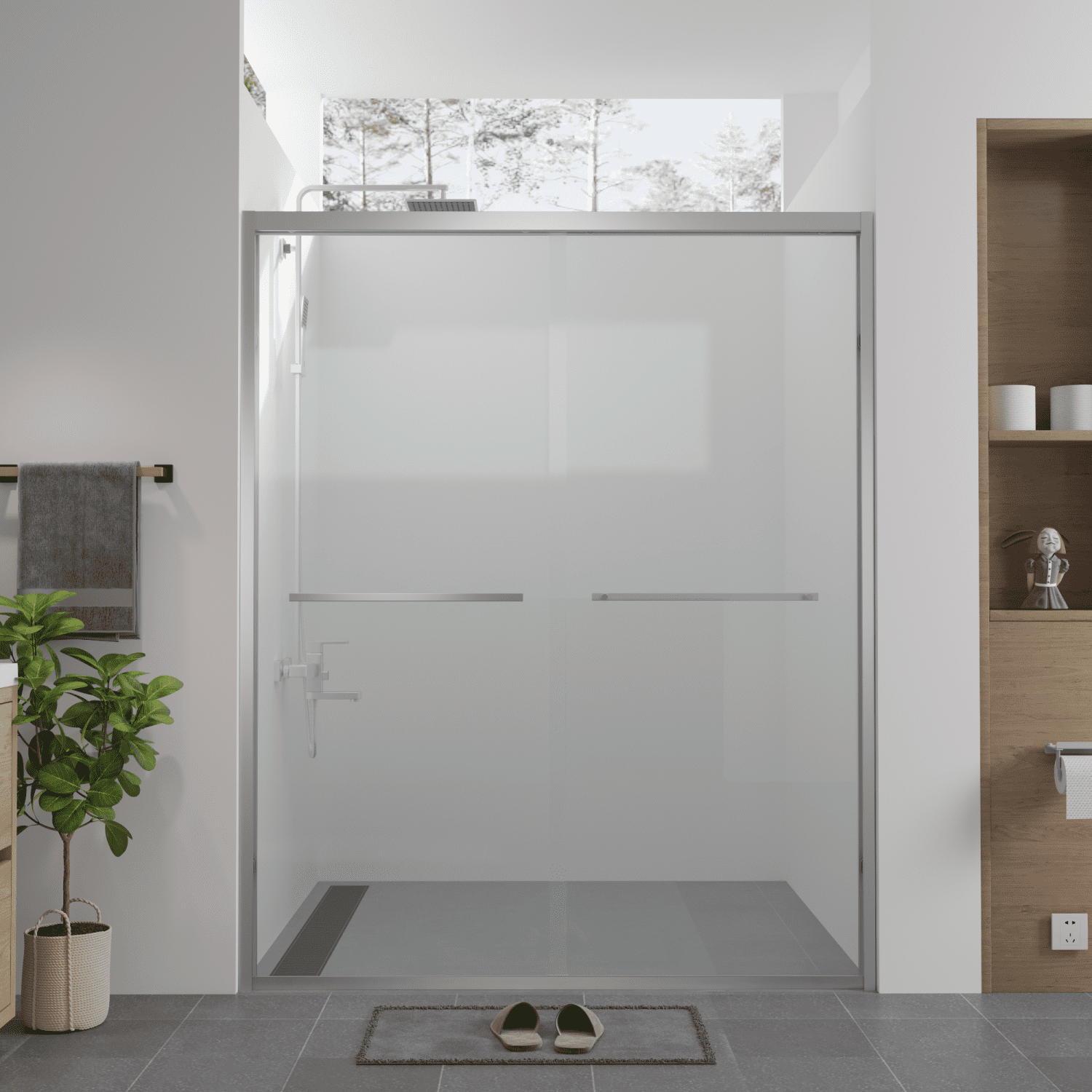 Lisonu 56-60" W x 74" H Double Sliding Shower Door, Bypass Bathtub Door ...