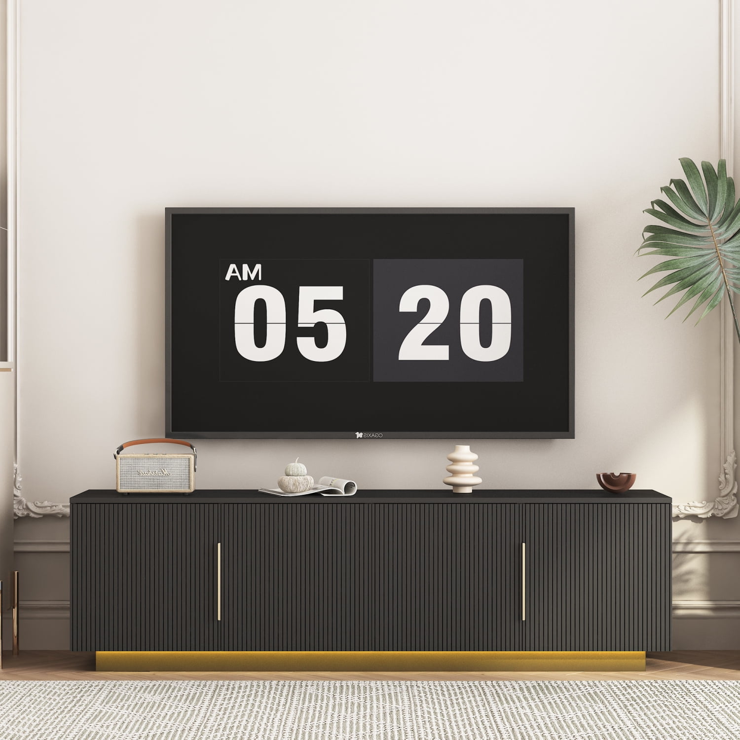 Lisonu 68" Modern TV Stand with LED Lights for TVs up to 75 ...