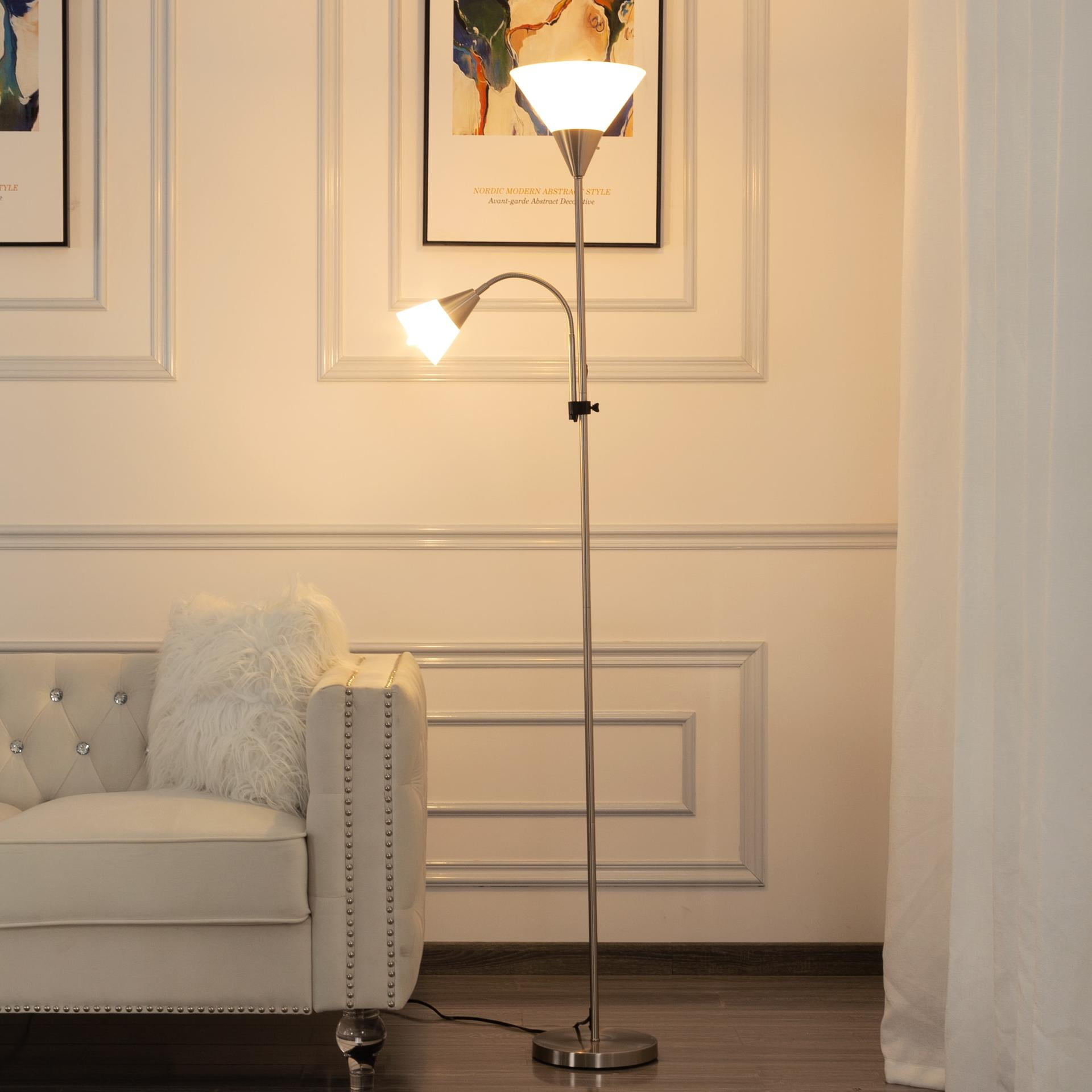 Lisonu 71.3" Torchiere Floor Lamp with Adjustable Reading Light, 2 ...