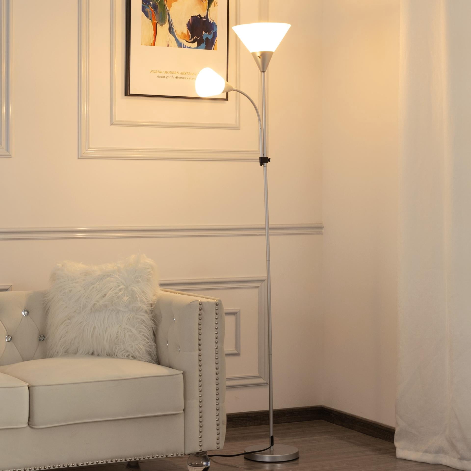 Lisonu 71.3" Torchiere Floor Lamp with Adjustable Reading Light, 2 ...