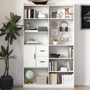 Fnova 71" Tall Bookshelf, 4-Tier Modern Freestanding S-Shaped Bookcase ...
