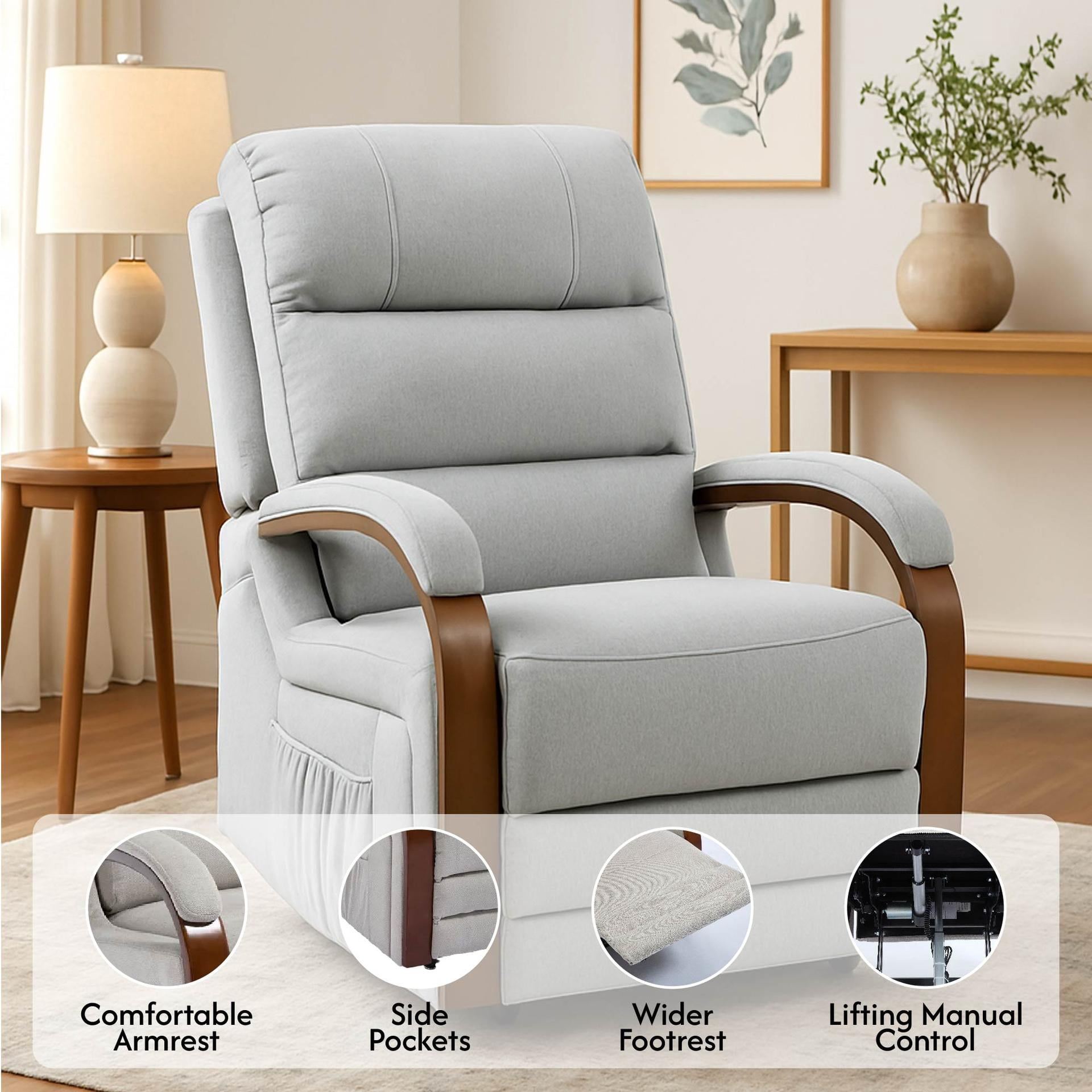 Lisonu Dual Motor Power Lift Recliner for Elderly, Infinite Position ...