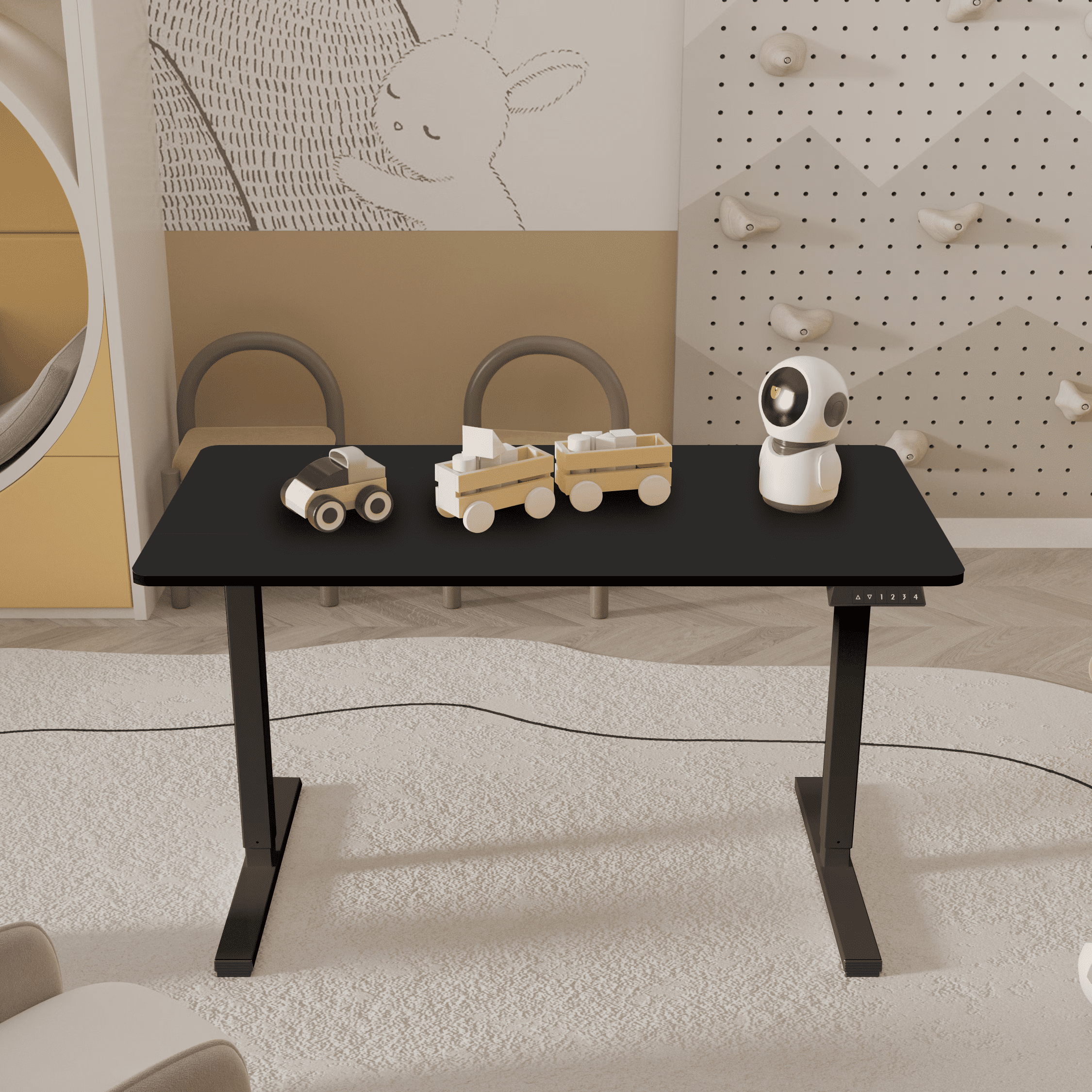 Lisonu Electric Standing Desk with 4 Memory Presets, Height Adjustable ...