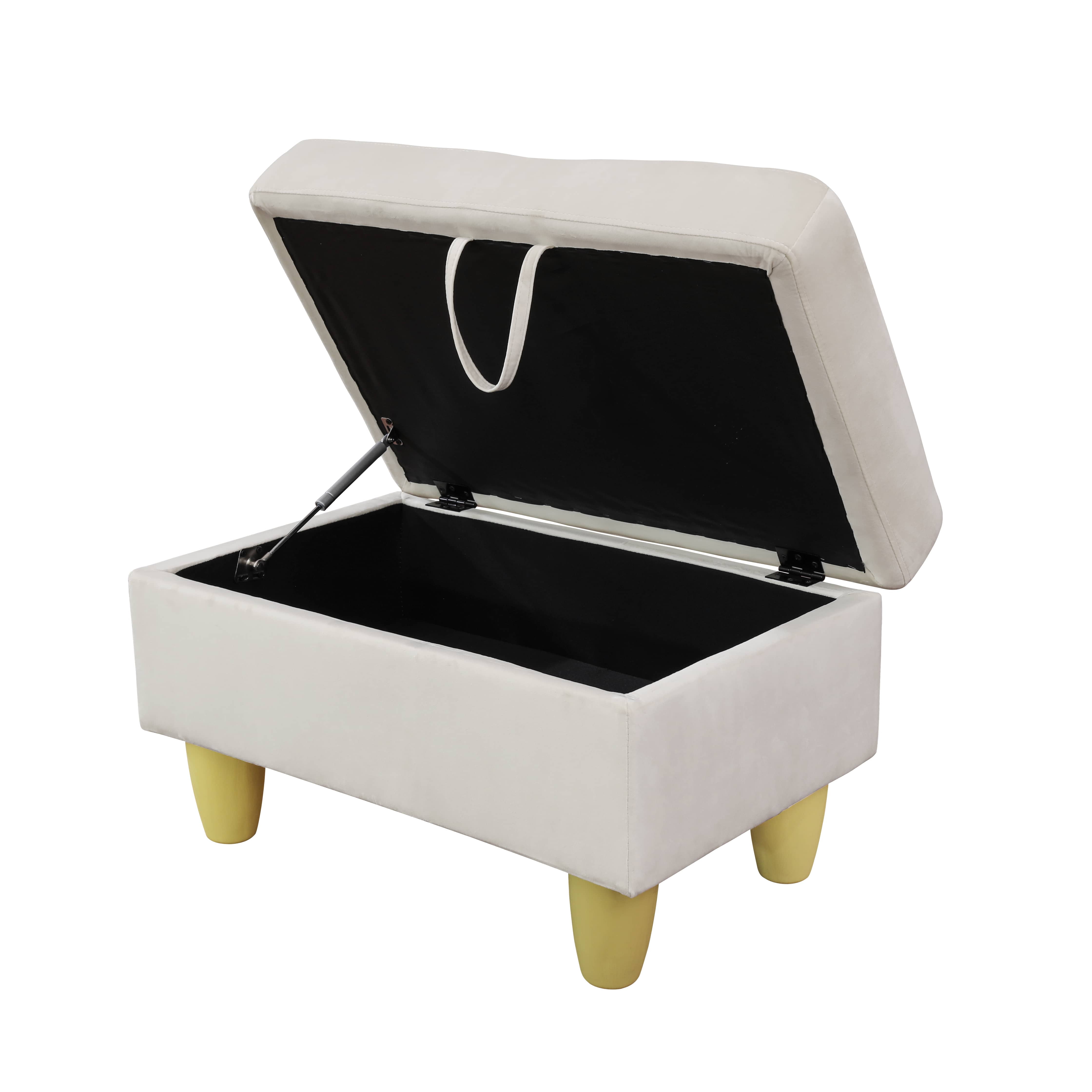 Lisonu Flannel Storage Ottoman, Tufted Rectangular Footrest Bench for ...