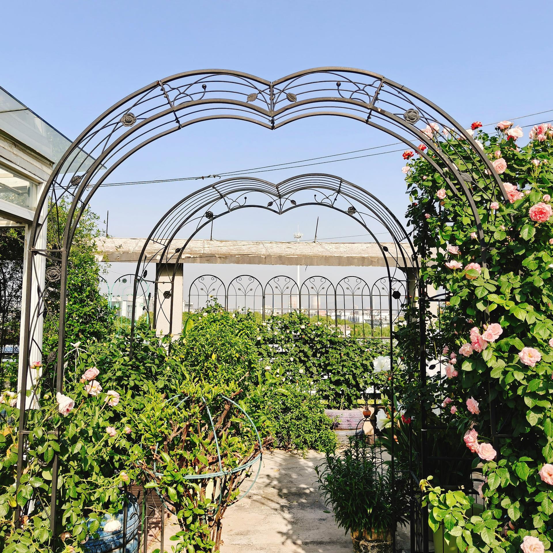 Lisonu Gothic Garden Arch, Adjustable Black Metal Wedding Arch, Up to 8 ...