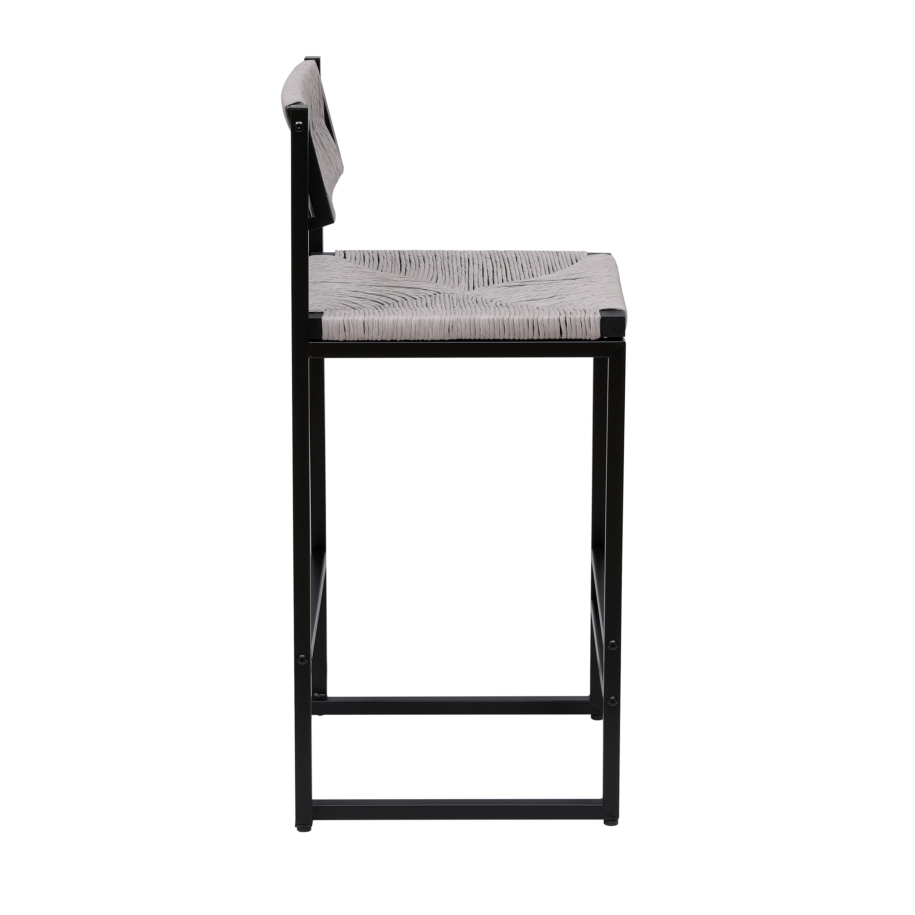 Lisonu Gray Set of 2 Hand Weave Bar Stools with Back Counter Height Bar ...