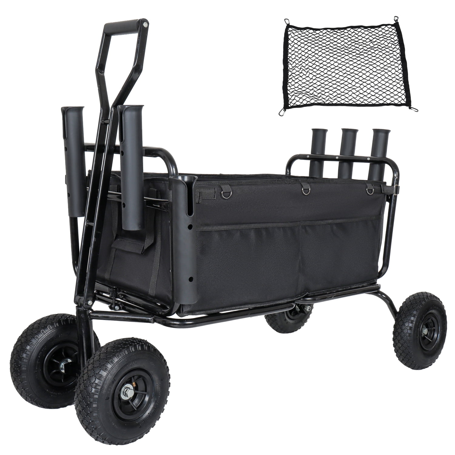 Lisonu Heavy-Duty Fishing Cart & Beach Wagon, Collapsible Utility Cart ...