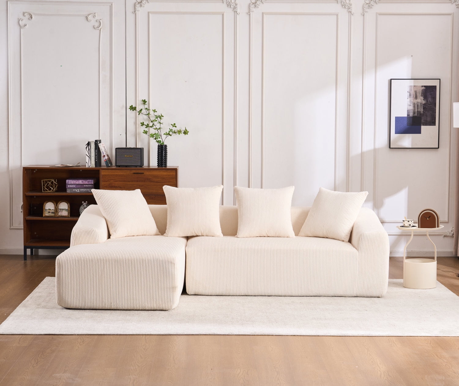 Lisonu Modern L-Shape Sectional Sofa with Boucle Chenille Fabric ...