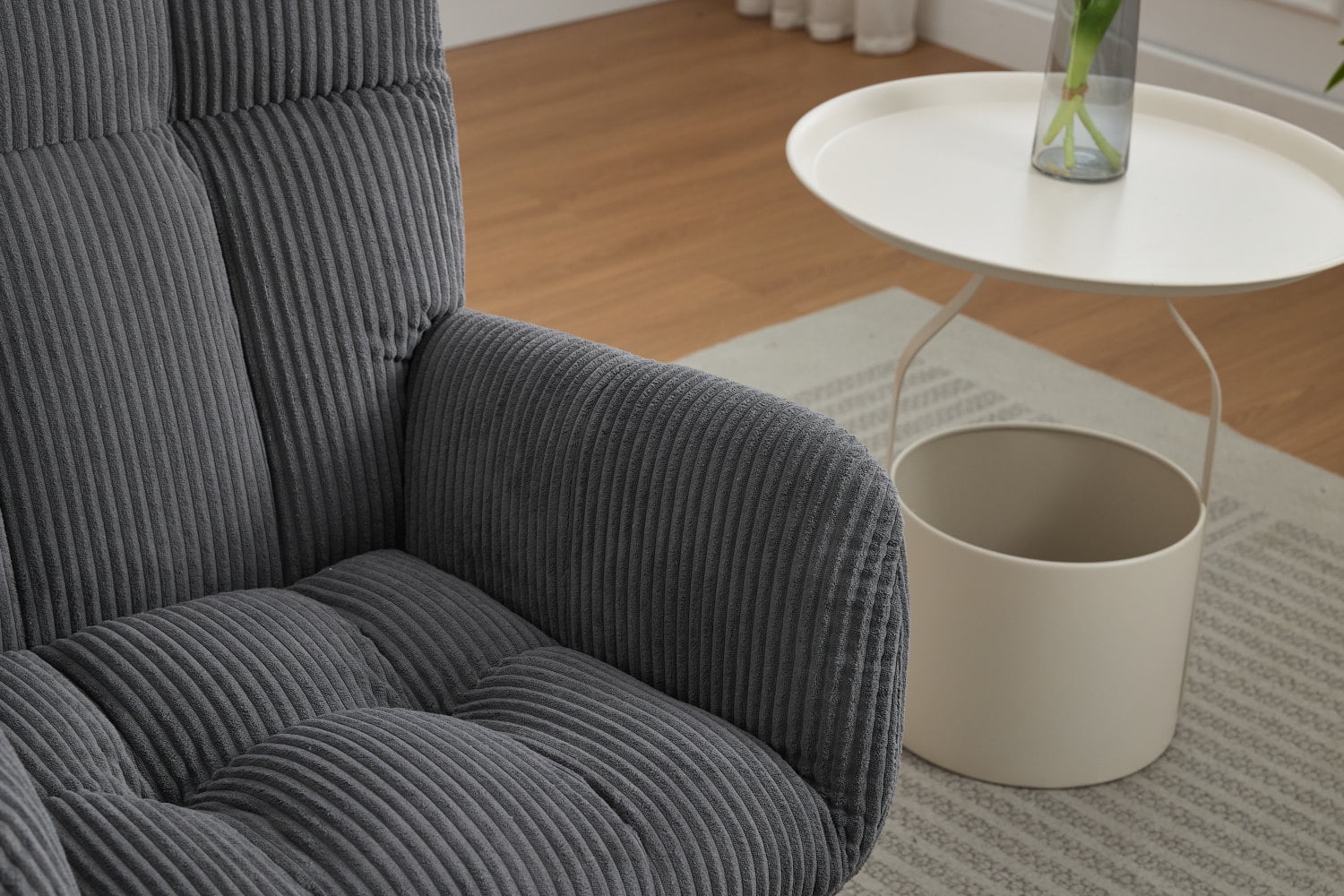 Lisonu Modern Nursery Rocking Chair, Dark Gray Upholstered Glider ...