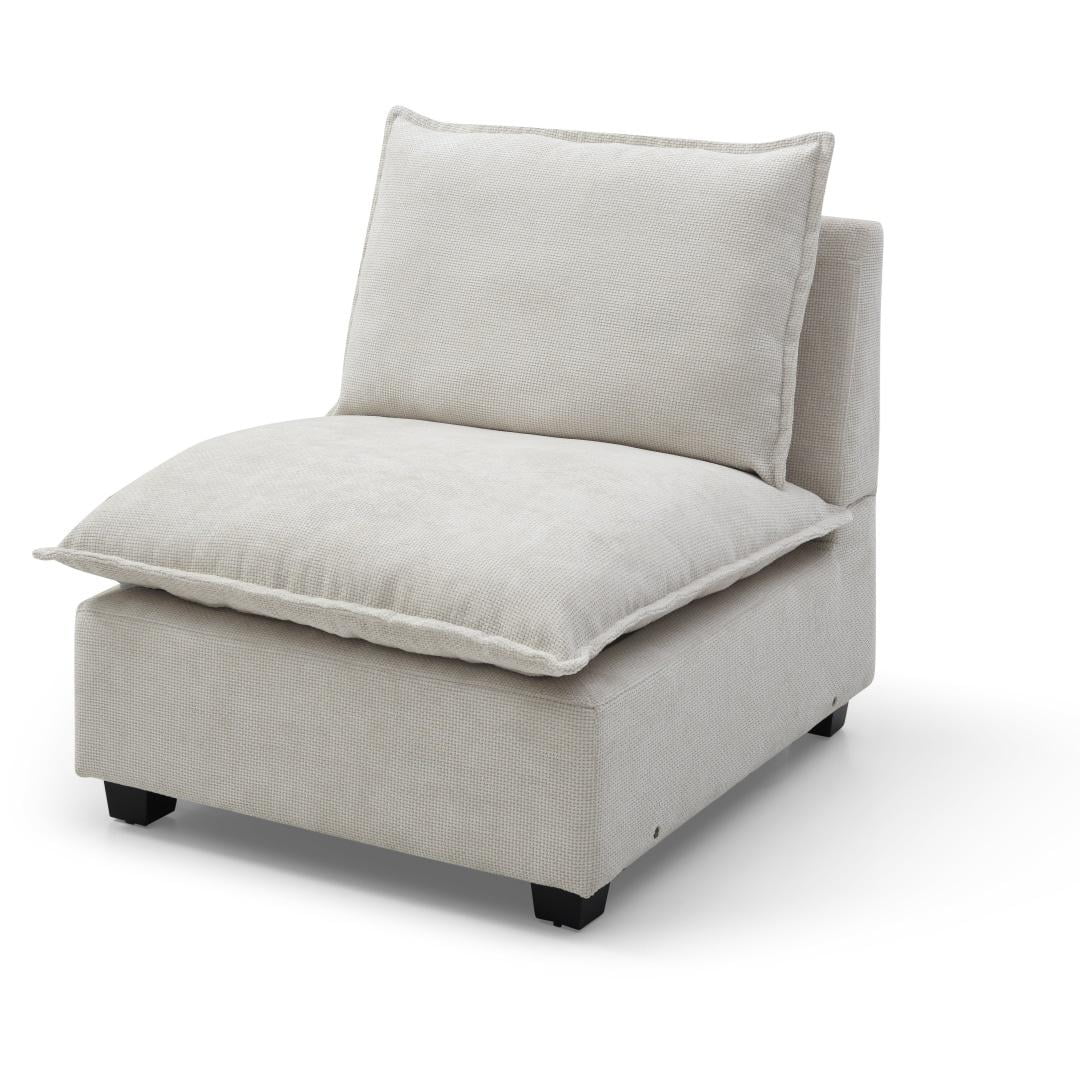 Lisonu Modular Sofa Armless Middle Section, Beige Fabric Upholstered ...