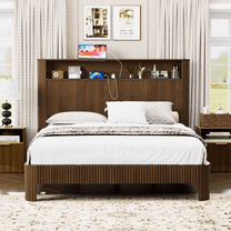 Mopio Ted Queen Bed Frame, Acacia Wood, No Box Spring, Modern Design ...