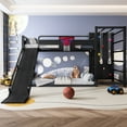 Lisonu Twin Metal Loft Bed with Slide & Play Gym - Basketball Hoop ...