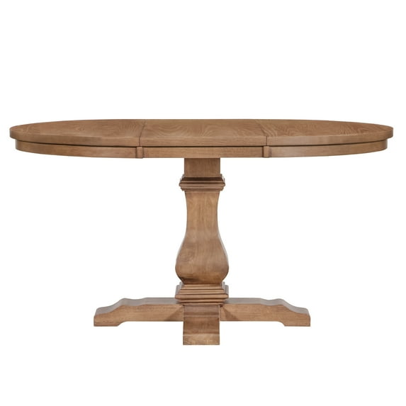 Lisonu Walnut Extendable Oval Dining Table with Pedestal Base – Seats 6 ...