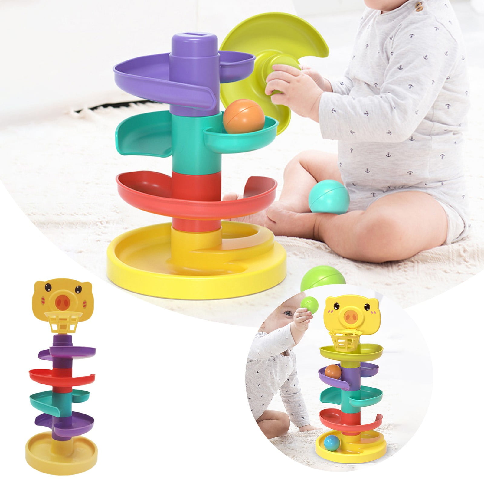 Lispipm Ball Tower for Toddlers Ball Drop and Roll Tower Educational ...