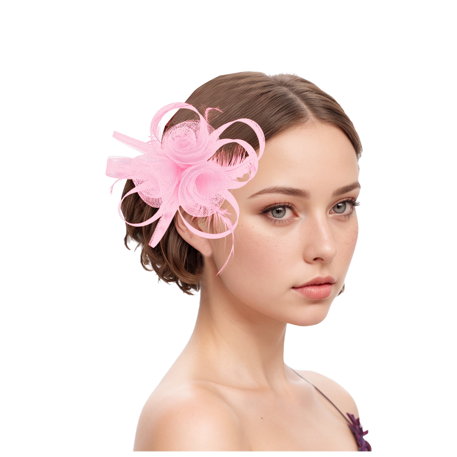 Lispipm Fascinators Hat Flower for Women Tea Party Feather Headband ...