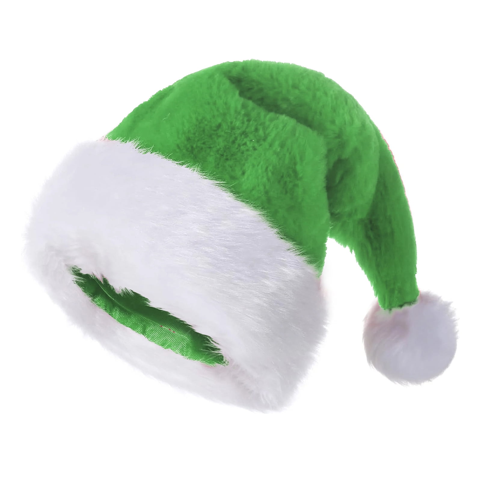 Lispipm Plush Santa Hat Adult Christmas Velvet Hats for Winter Party ...