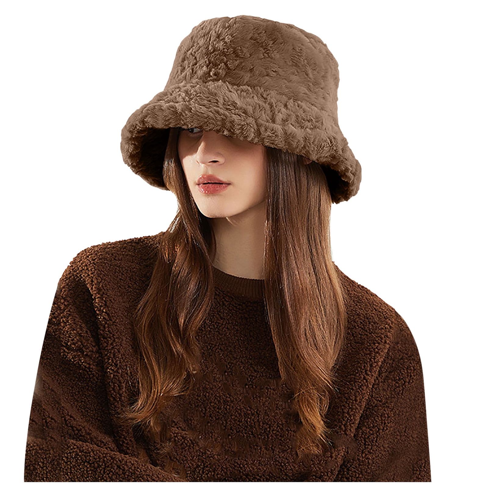 Lispipm Winter Bucket Hat for Women Casual Fisherman Caps Puffy Soft ...