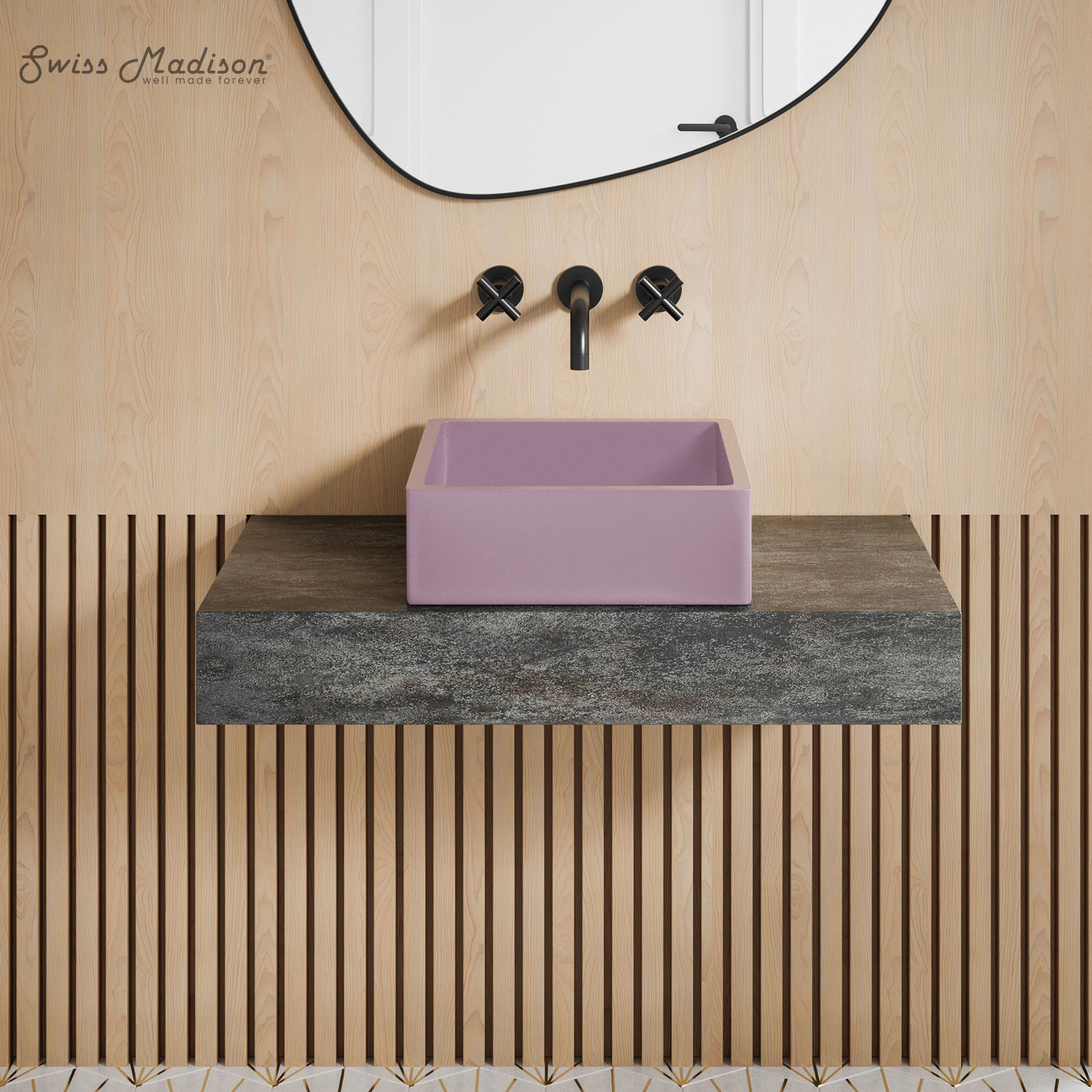 Lisse 15.5" Concrete Square Vessel Sink in Matte Lavender - Walmart.com