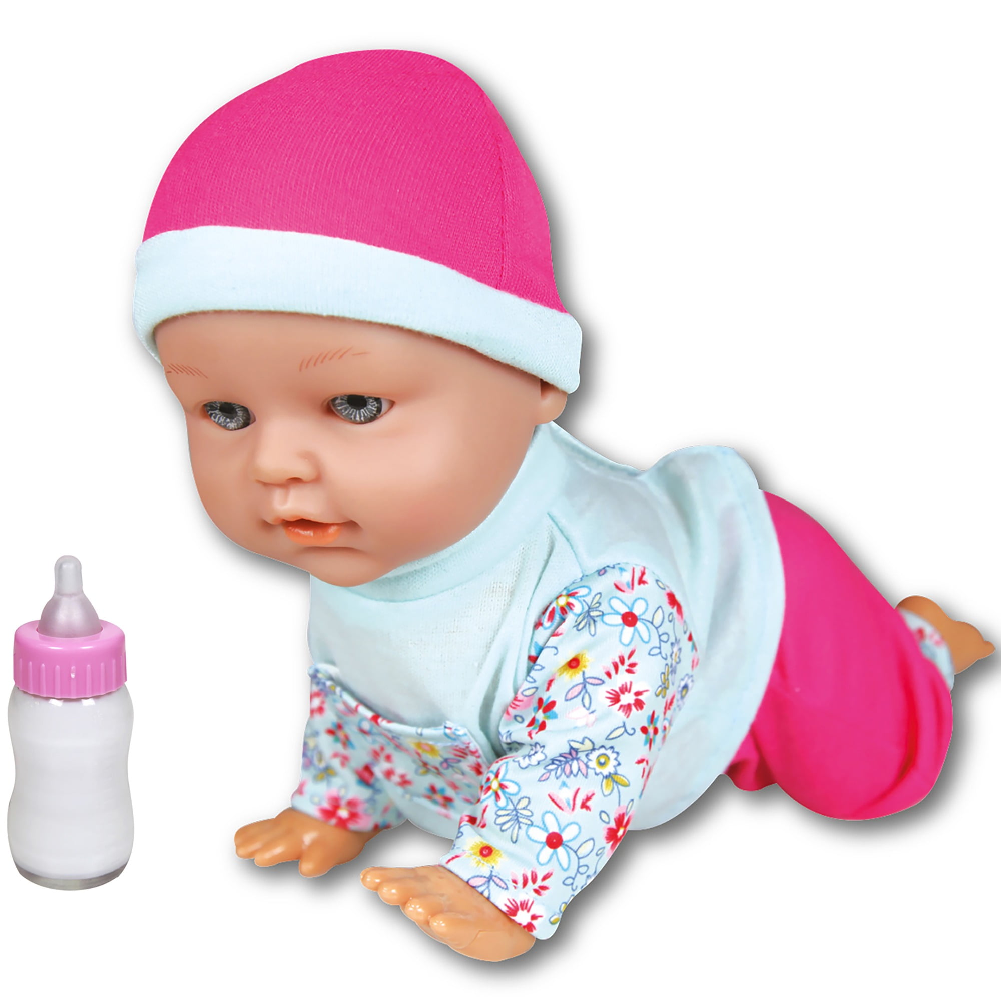 Lissi: 12" Crawling Baby Doll - Pink & Blue - Interactive Button ...