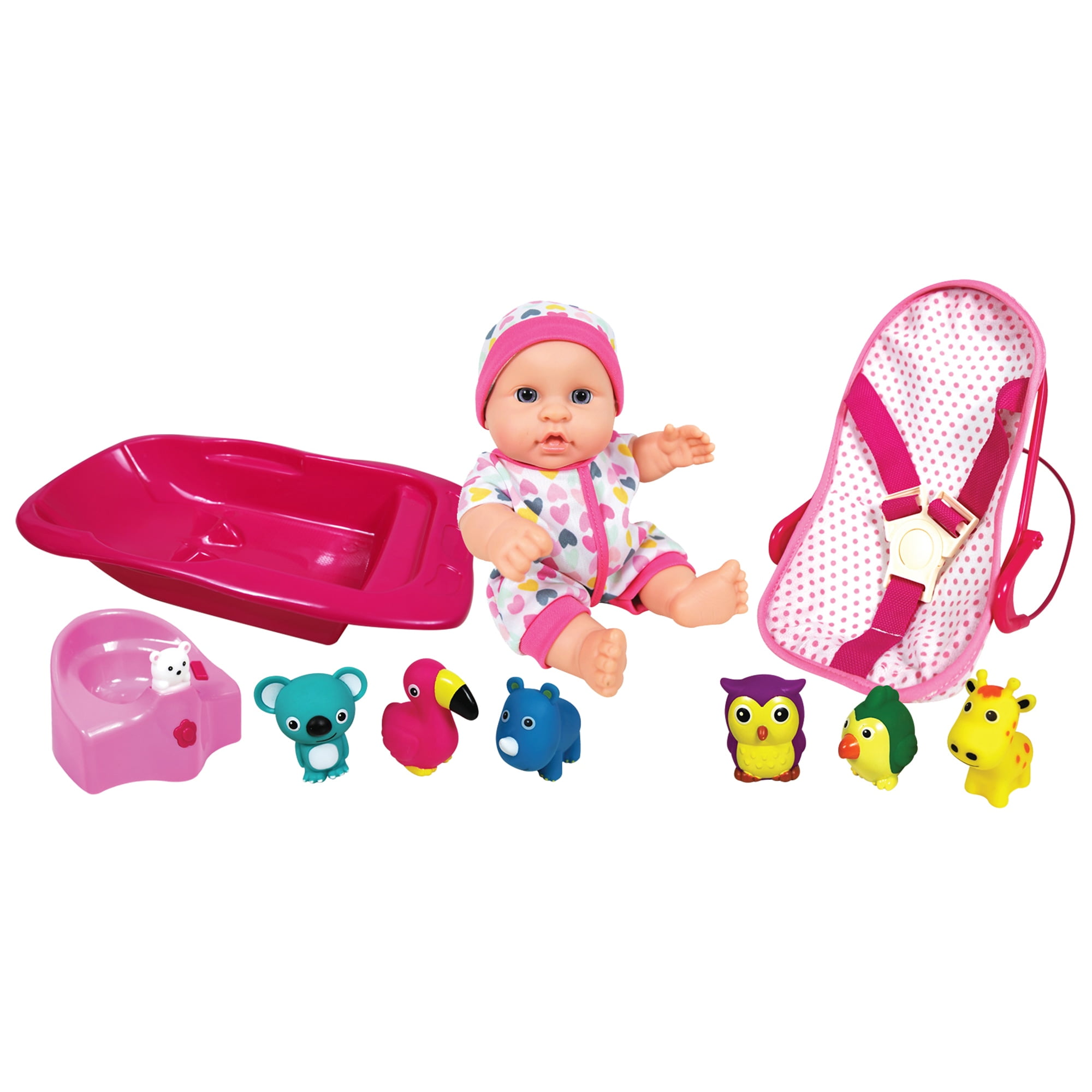 Lissi: 8" Baby Doll: Bath Tub, Potty & Animal Playset - Pink & White ...