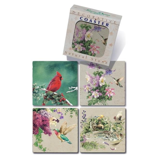 Lissom Design 36077 4 x 4 in. Lakeside Breeze Decorative Coaster Set ...