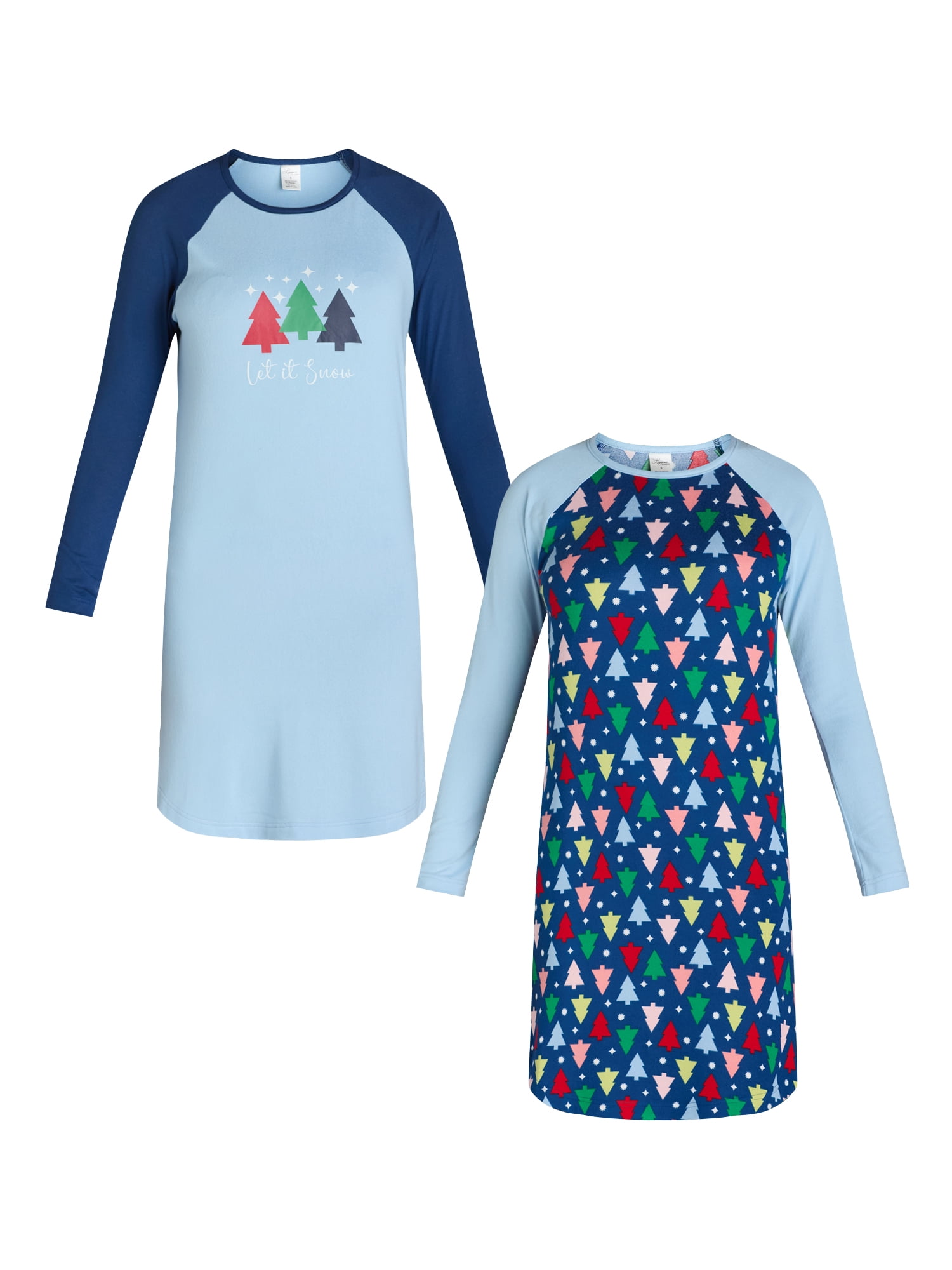 Lissome Women’s Long Sleeve Hacci Sleep Shirt, 2-pack, Sizes S-4X ...