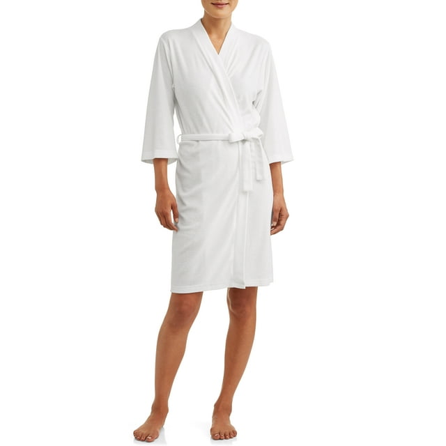 Lissome Women's & Women's Plus 3/4" Sleeve Terry Belted Robe - Walmart.com