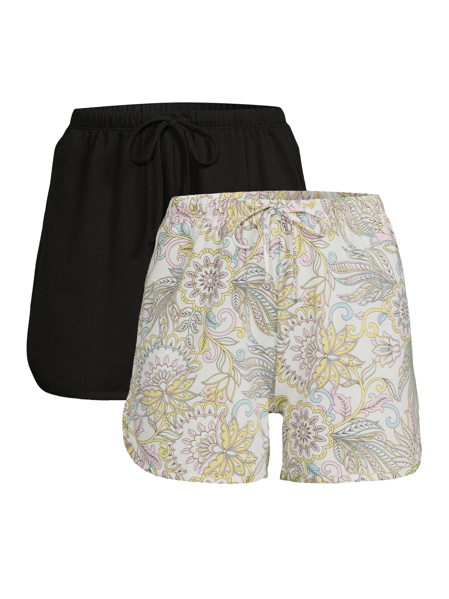 Lissome Women's and Women's Plus Dolphin Hem Sleep Shorts, 2-Pack ...