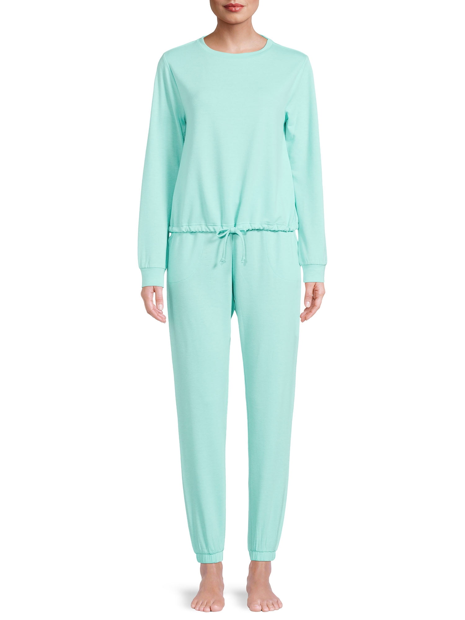 Lissome Women's and Women's Plus L/S French Terry 2-Piece PJ Set ...