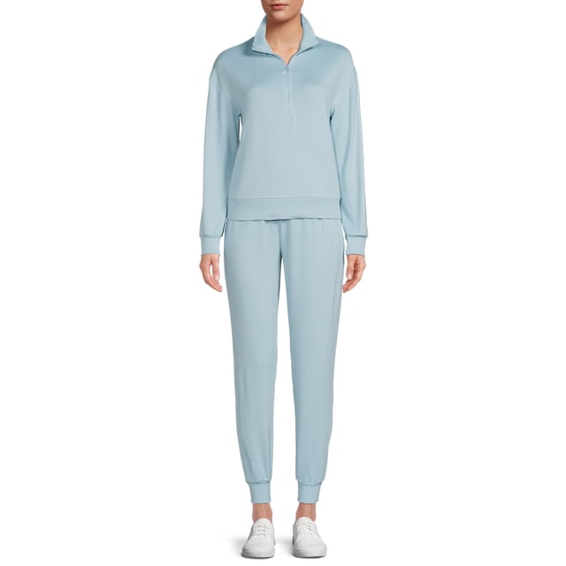 Lissome Women's and Women's Plus Quarter Zip and Joggers, 2-Piece Set ...