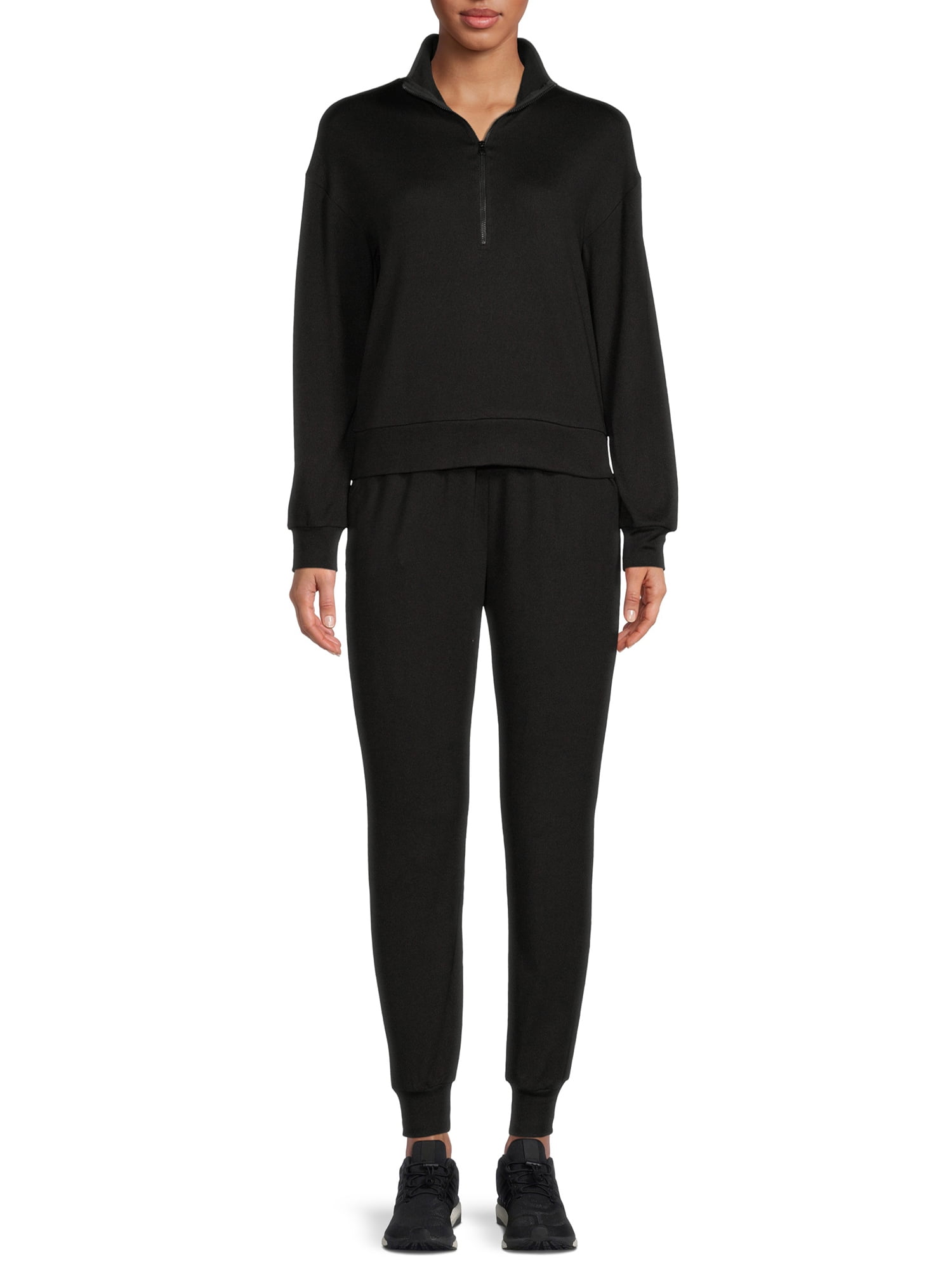 Lissome Women's and Women's Plus Quarter Zip and Joggers, 2-Piece Set ...