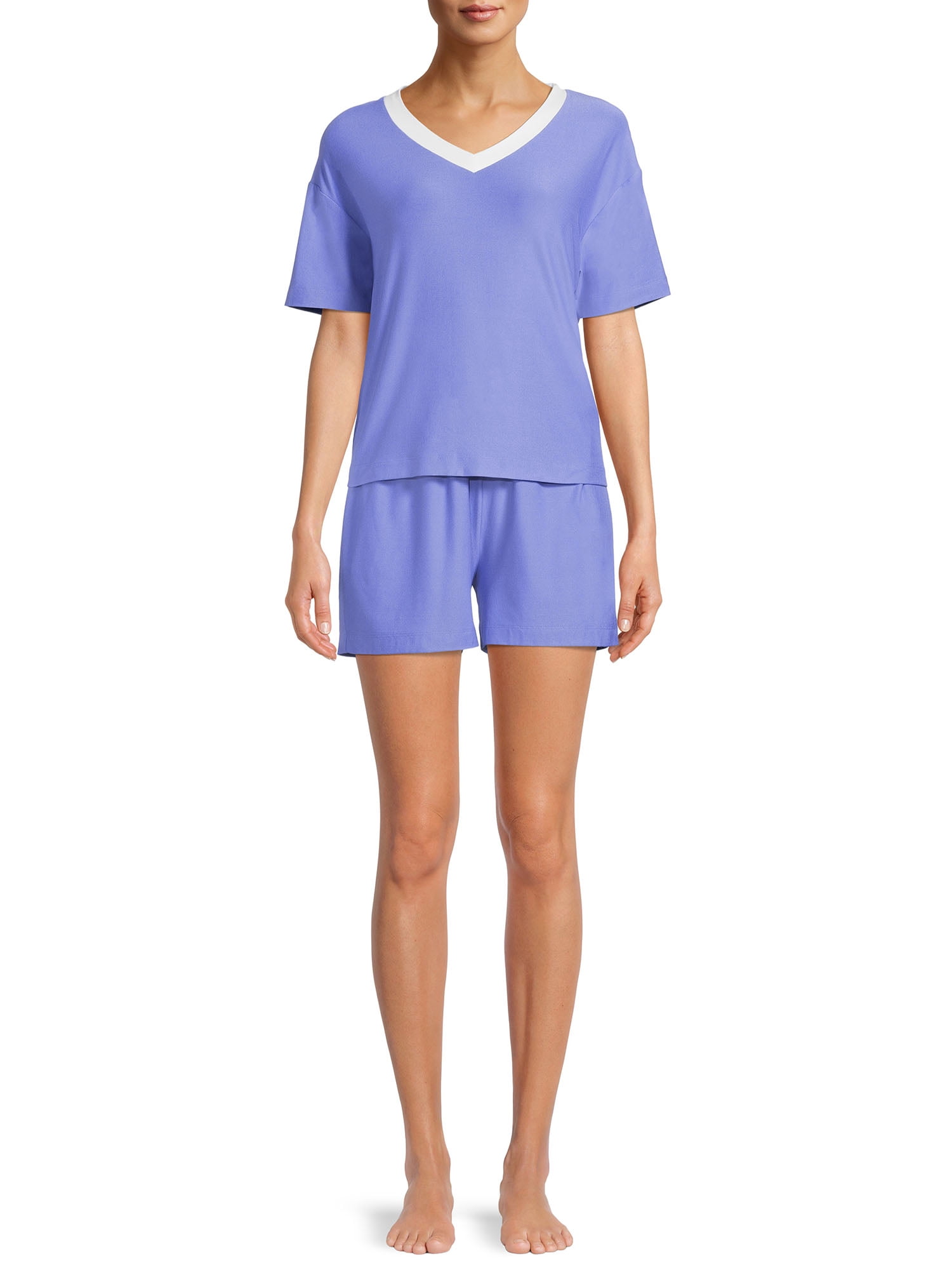 Lissome Womens And Womens Plus Short Sleeve V Neck Top And Short Set 2 Piece