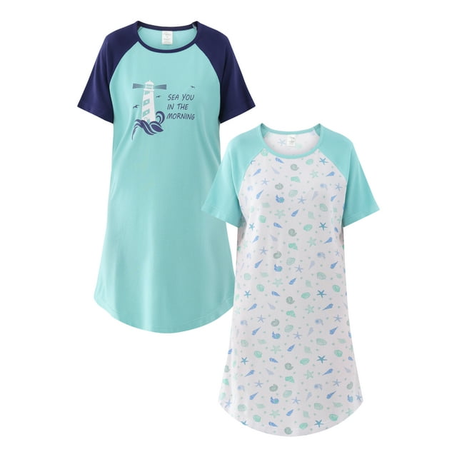 Lissome Women's and Women's Plus Size Hacci Knit Sleepshirt with Short ...