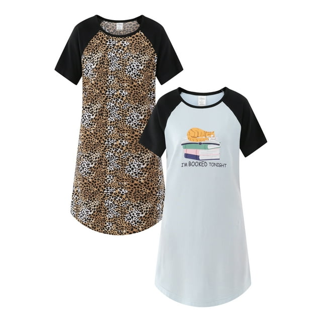 Lissome Women's and Women's Plus Size Hacci Knit Sleepshirt with Short ...