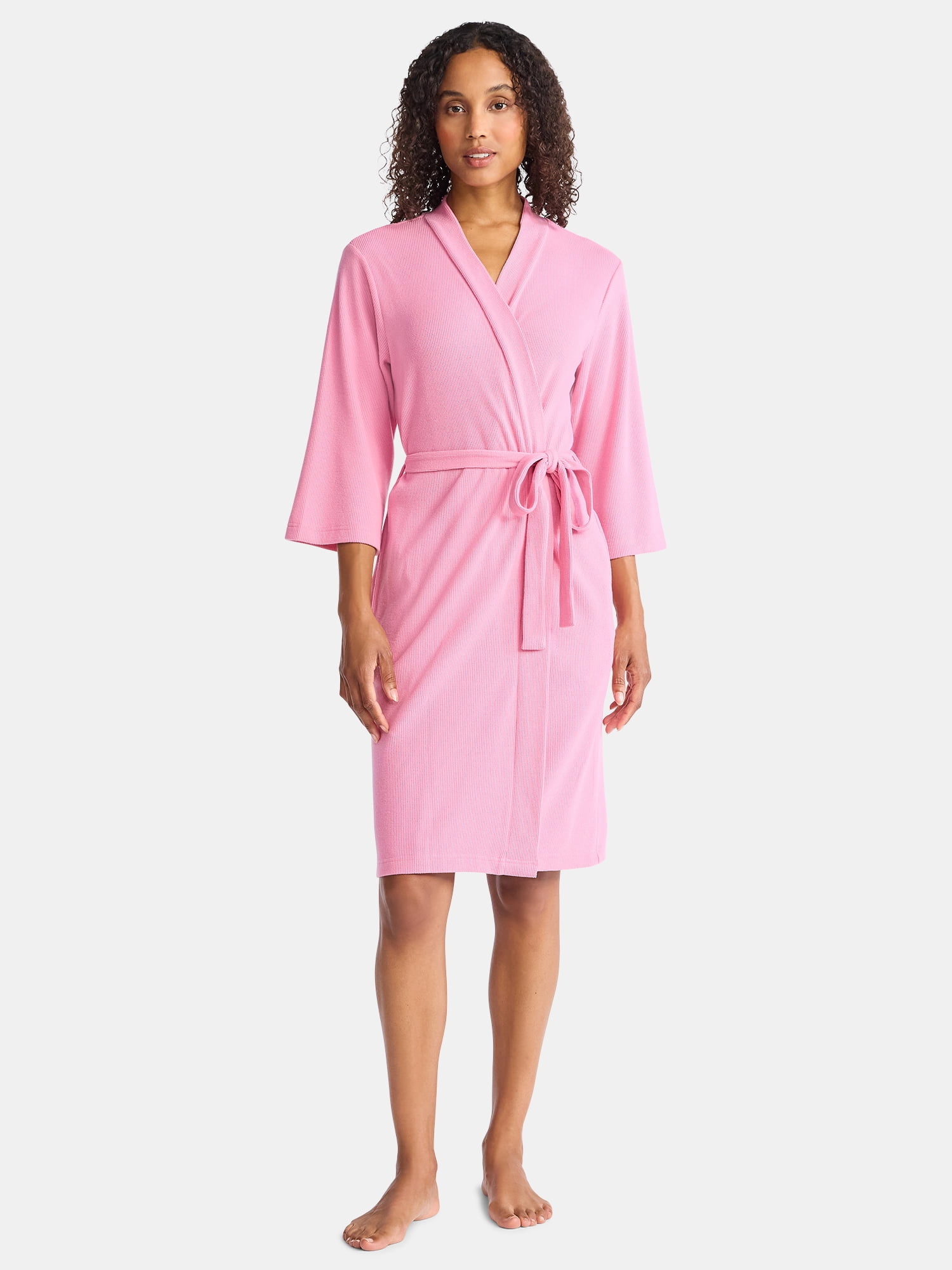 Lissome Women's and Women's Plus Size Waffle Knit Wrap Robe, Sizes S-4X ...