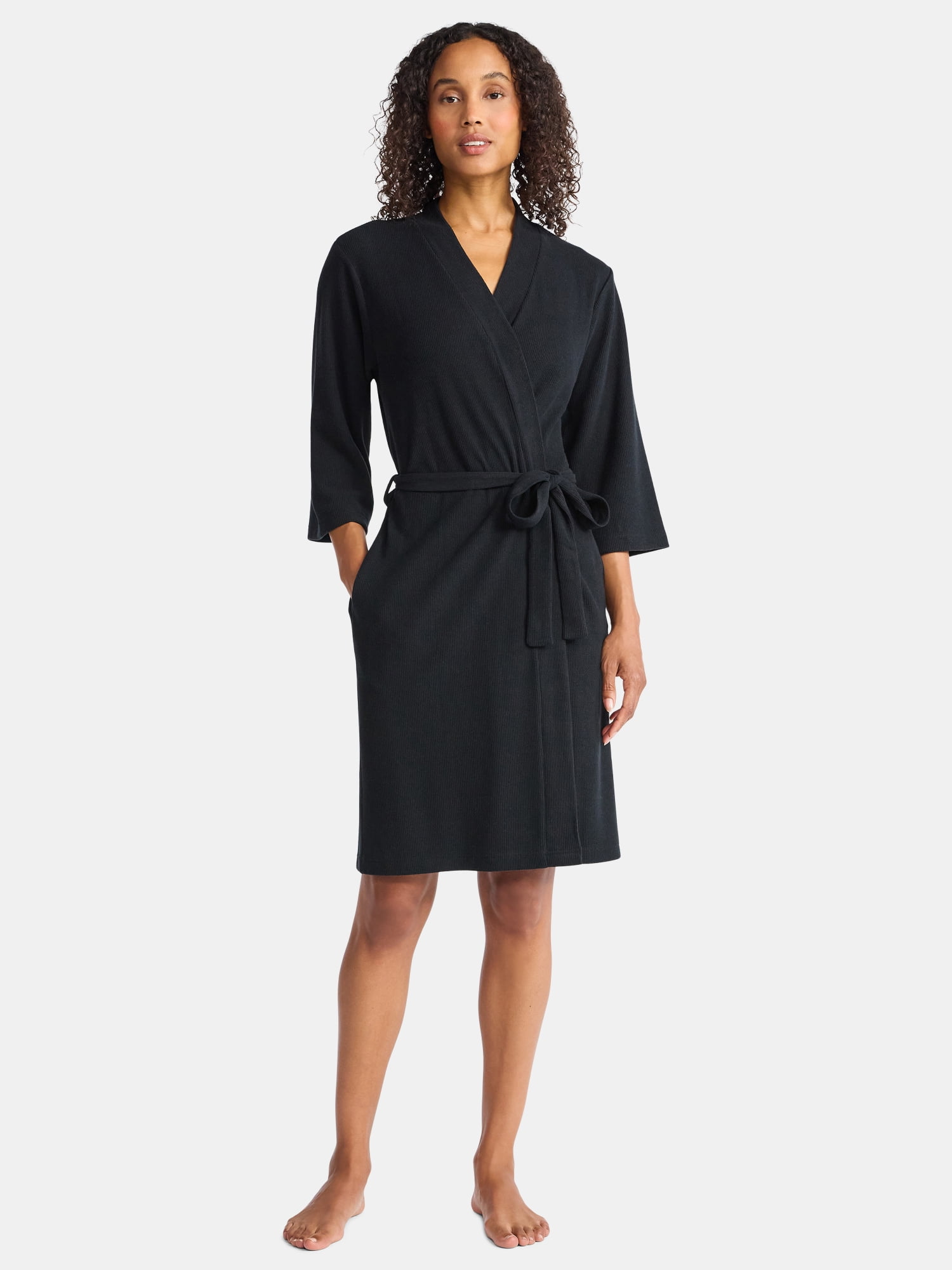 Lissome Women's and Women's Plus Size Waffle Knit Wrap Robe, Sizes S-4X ...