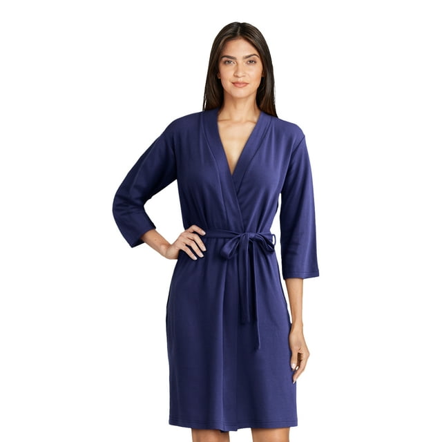 Lissome Women's and Women's Plus Size Waffle Knit Wrap Robe Small-4X ...